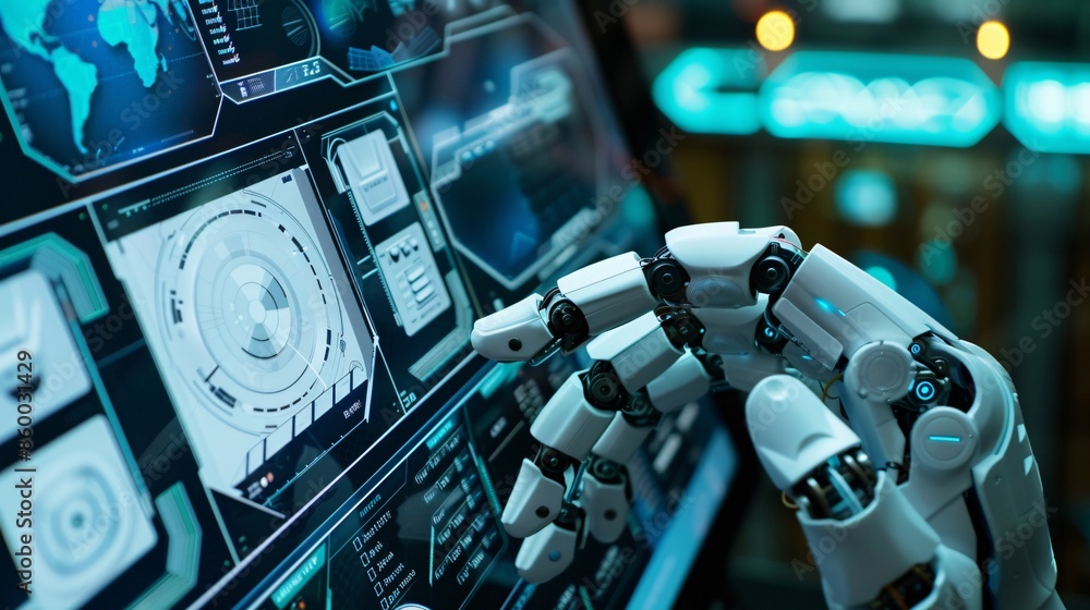 Graphic of Artificial intelligence trading crypto currency by analyzing all indicators, Vector ...