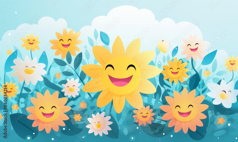 Boundless happiness flat design front view summer joy theme animation ...