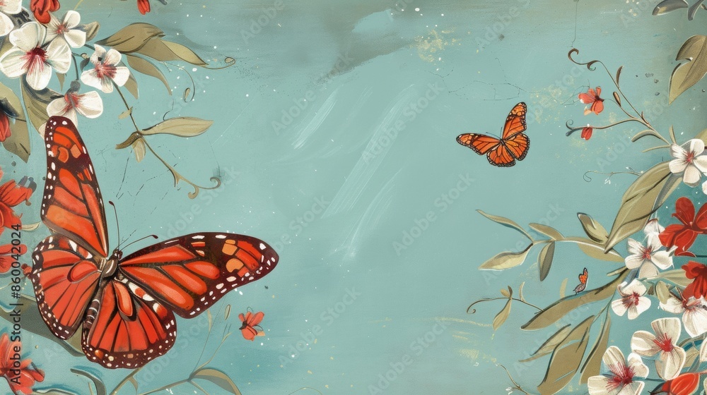 butterfly Page Borders Clipart with light indigo, dark aquamarine Stock ...