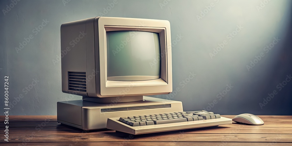 Vintage computer from the early 90s with a retro design, retro ...