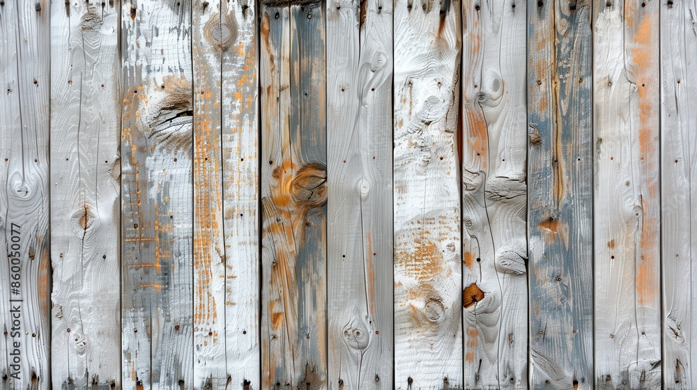 A close-up view of an old, weathered wooden fence panel, showcasing the ...