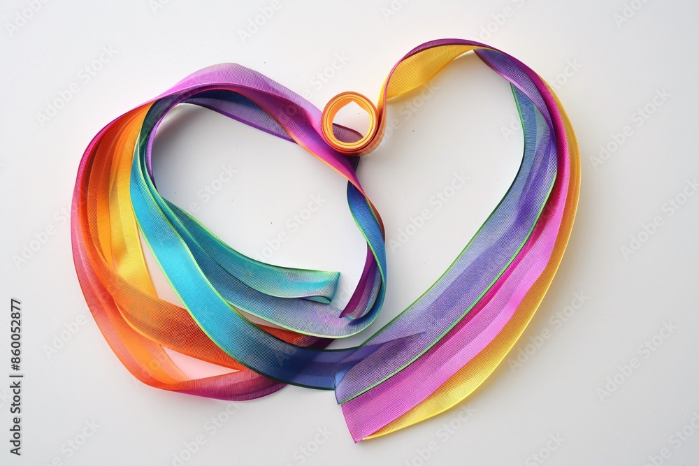 Inclusive and diverse heart-shaped ribbon in all the colors of the ...