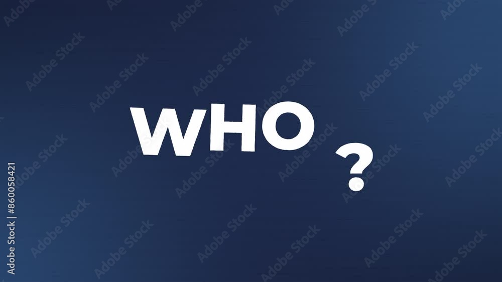 Who question mark animated text with texture on chalkboard. Asking who ...