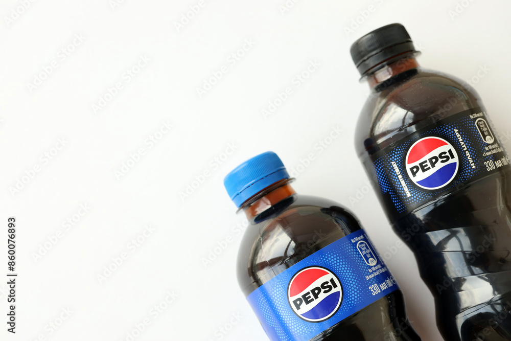 KYIV, UKRAINE - APRIL 20, 2024 Pepsi small 330ml plastic bottle drink ...