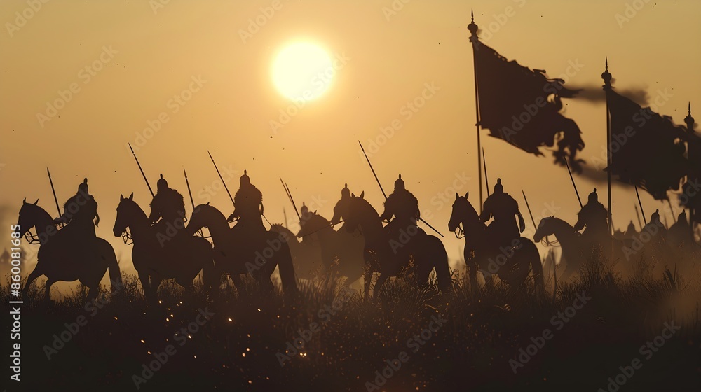 Silhouette of cavalry on ancient chinese battlefields,best quality ...