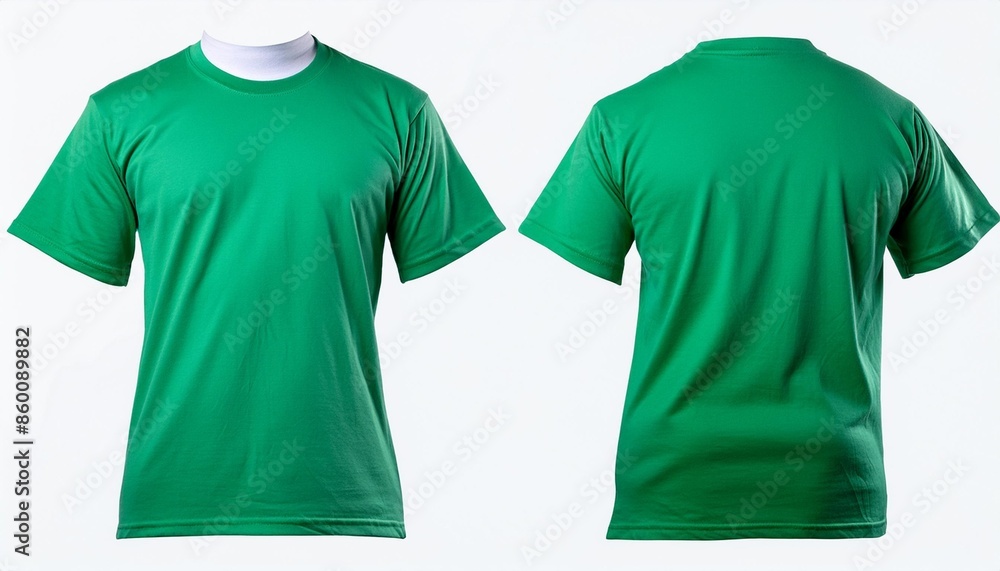 green t shirt front and back view isolated on white background ready ...