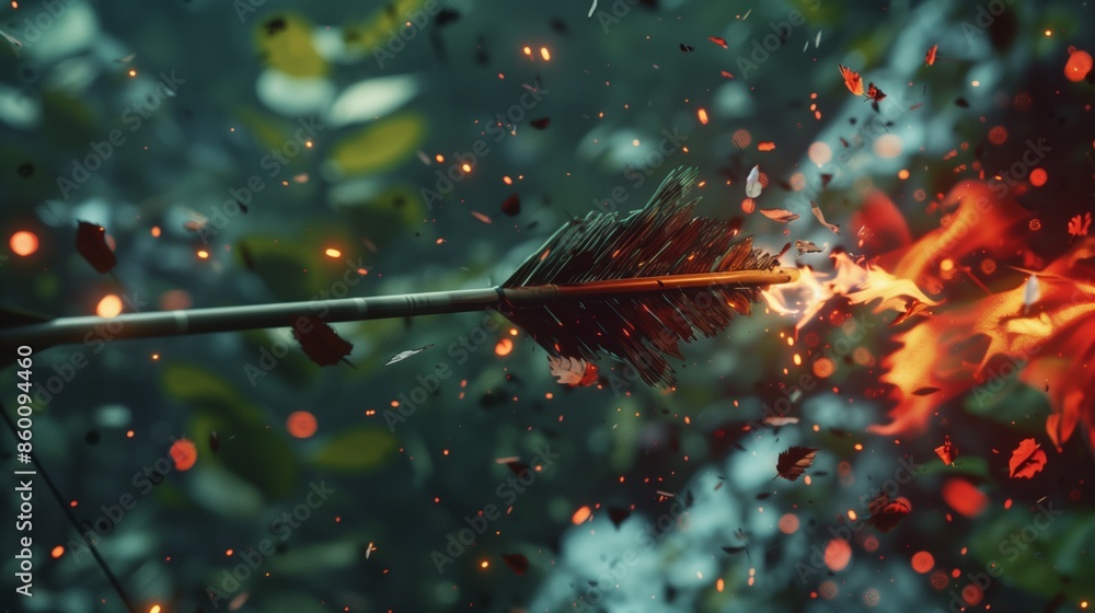 Generate a dynamic 3D rendering depicting an arrow precisely hitting ...