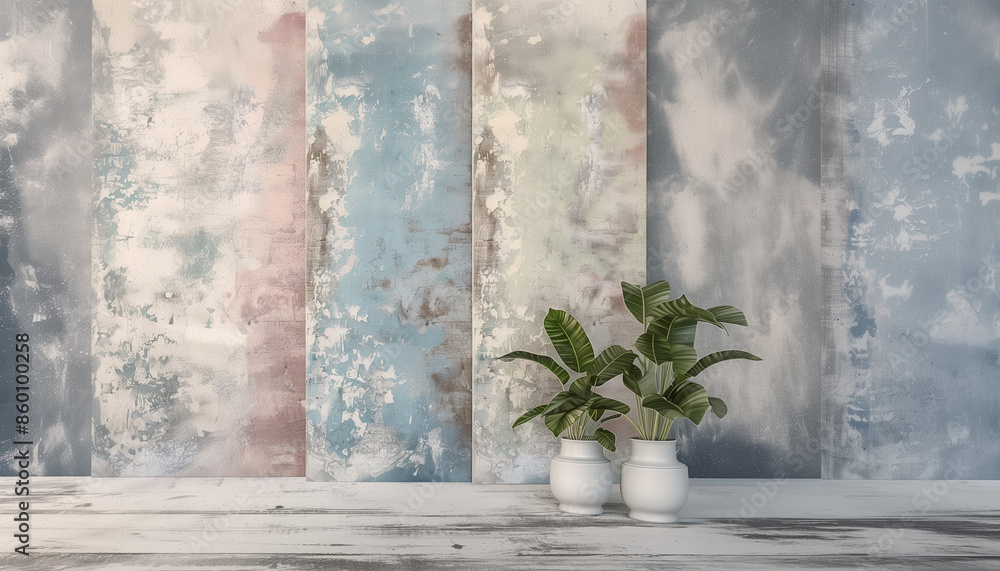 Rustic Textured Wall with Vintage Pastels Color Washing Technique. Aged ...
