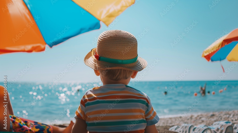 Child Sitting on the Beach. A highly detailed and realistic photo of a ...