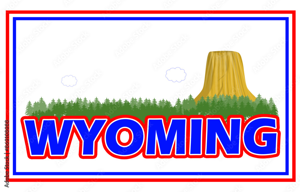National Wyoming Day event banner. Bold text with illustration of Devil ...