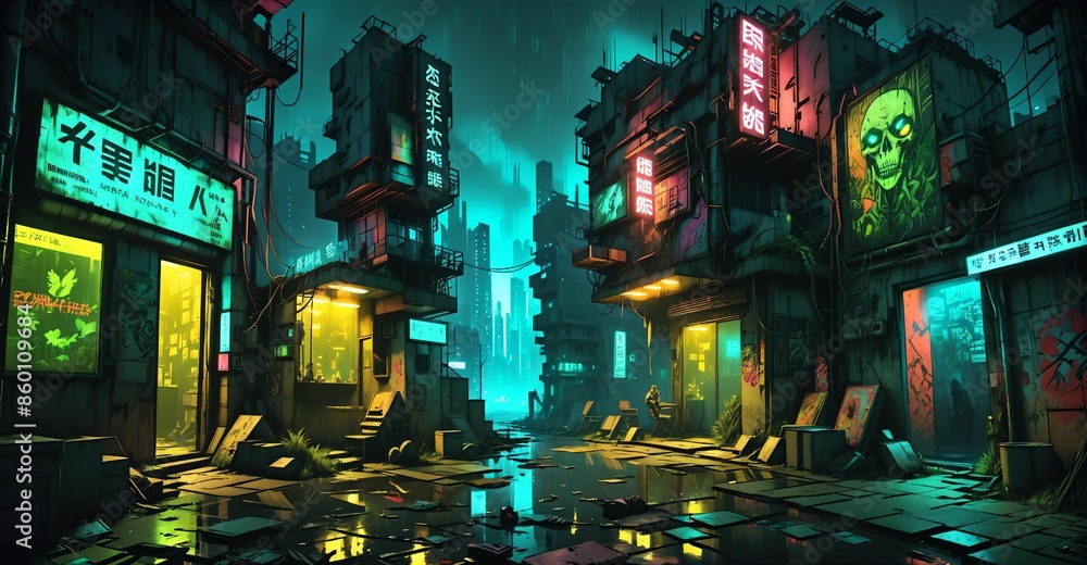 cyberpunk city buildings sci fi futuristic wasteland cyber slums at ...