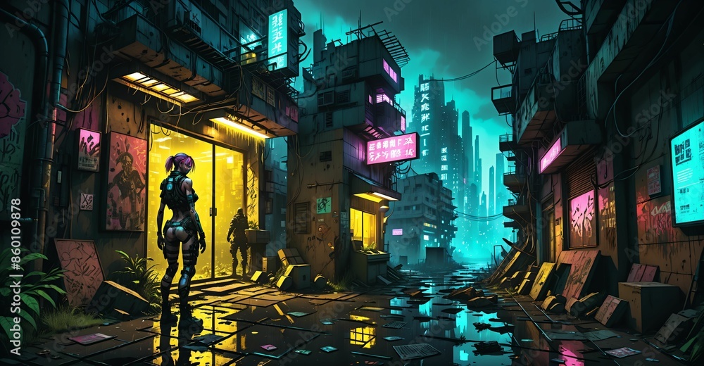 cyberpunk city buildings sci fi futuristic wasteland cyber slums at ...