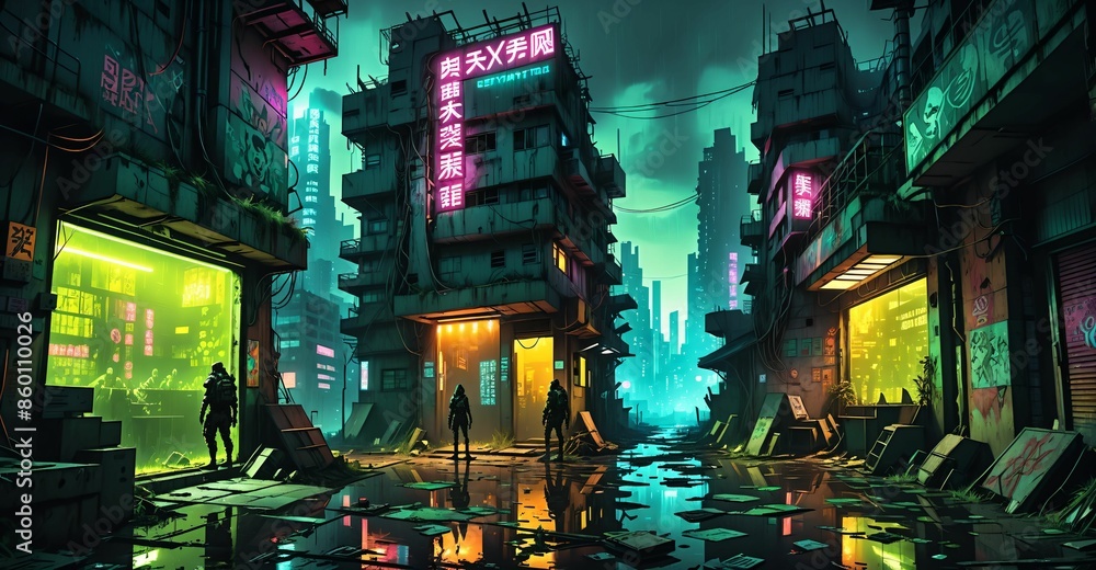 cyberpunk city buildings sci fi futuristic wasteland cyber slums at ...
