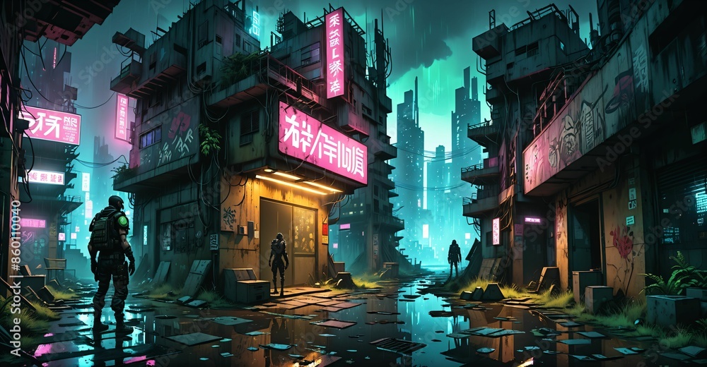 cyberpunk city buildings sci fi futuristic wasteland cyber slums at ...