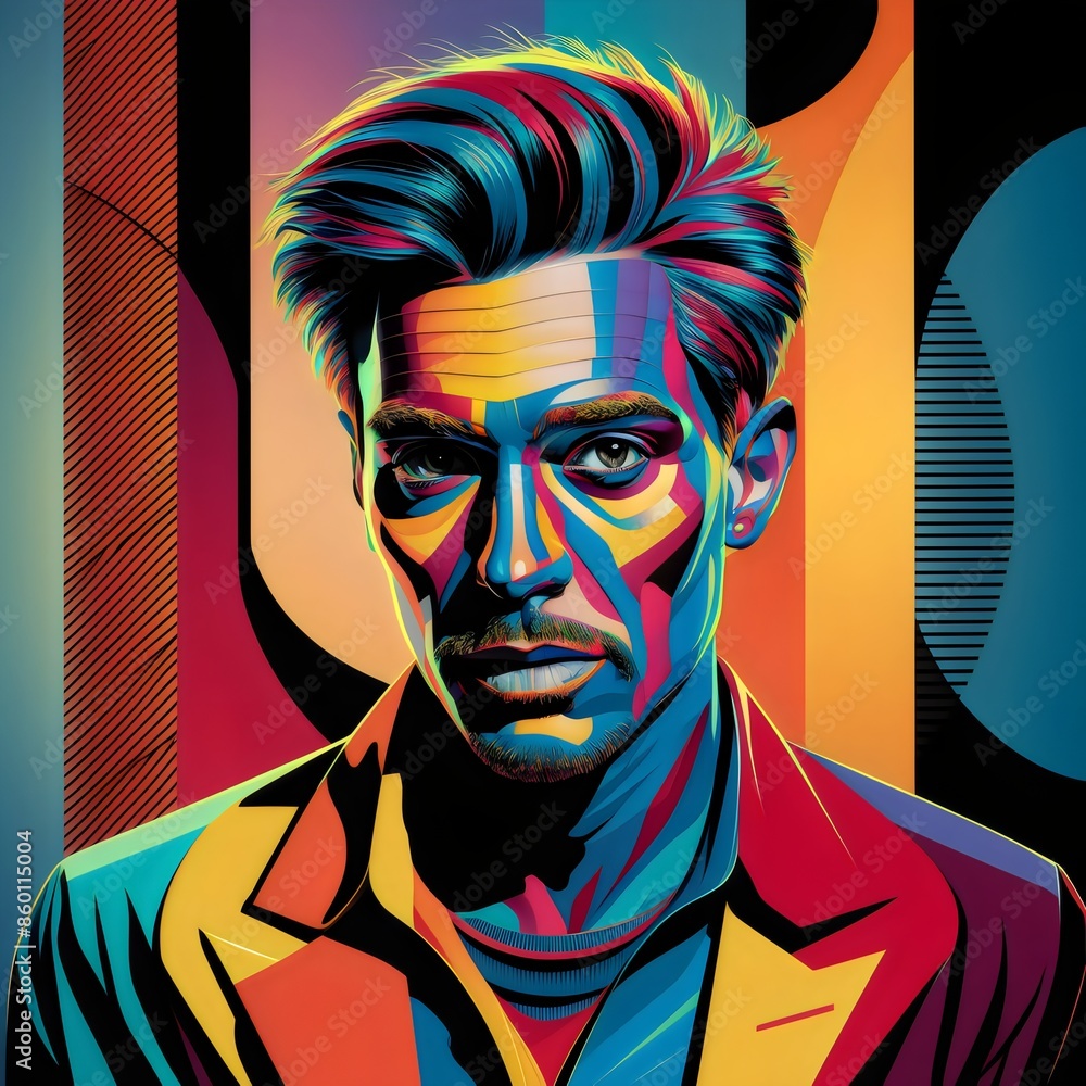 Bold Dimensions: A Vibrant 3D Vector Portrait of a Man - Dynamic Shapes ...