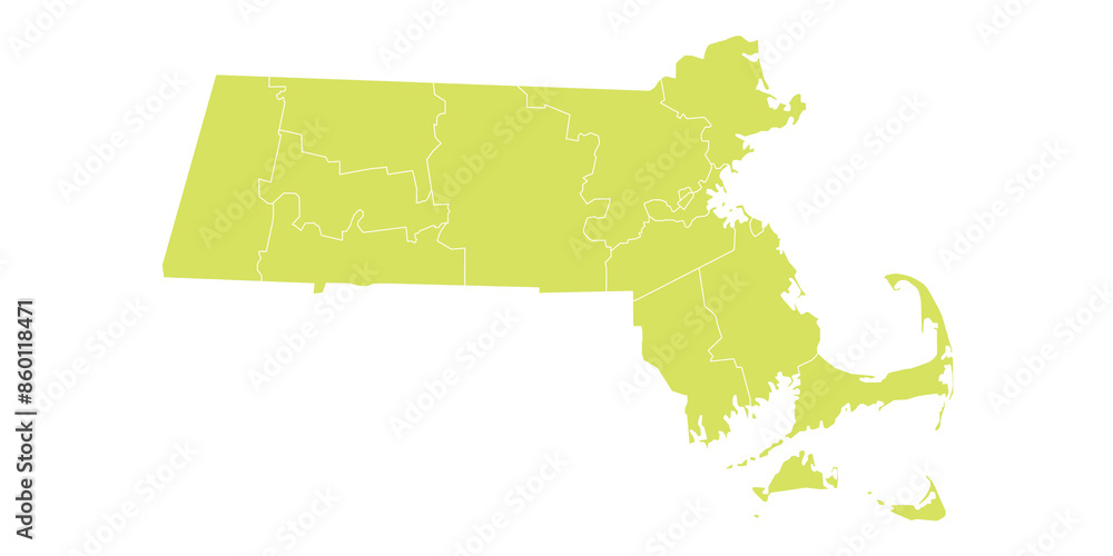Massachusetts administrative map. counties map of Massachusetts, blank ...