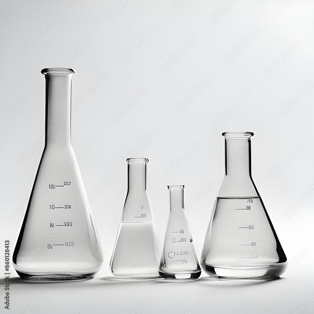 four glass beakers laboratory transparent chemistry lab laboratory ...