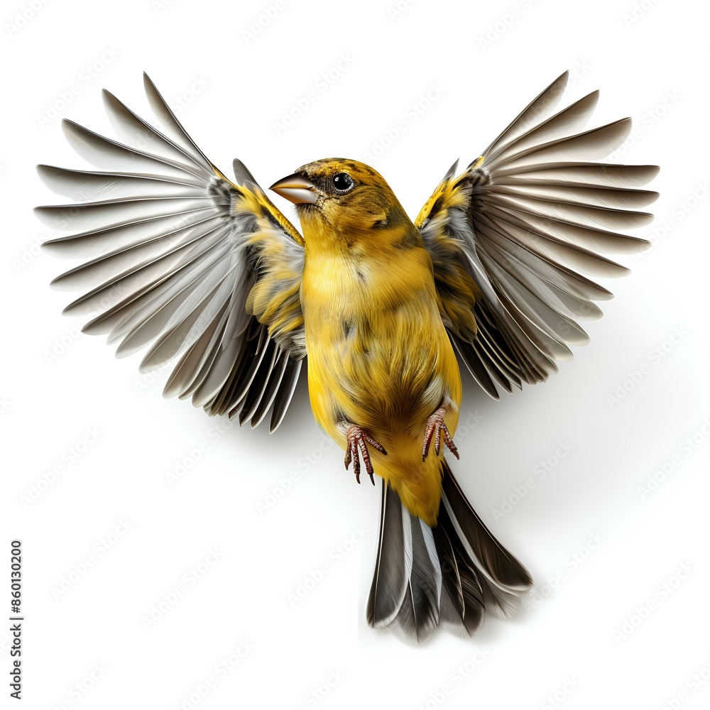 American goldfinch isolated on white background with shadow. American ...