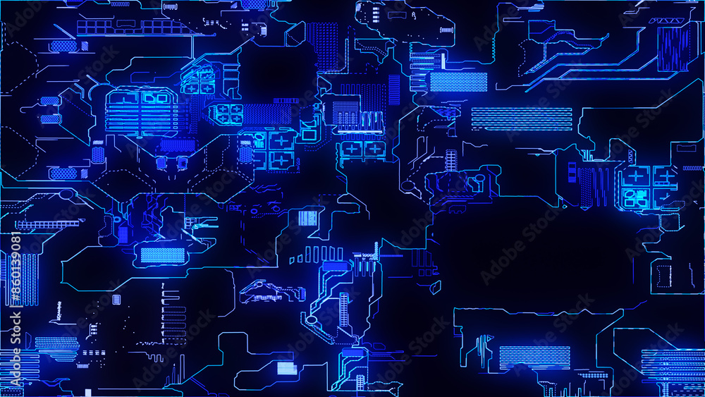 Printed circuit board. Visualization of advanced technology concept ...