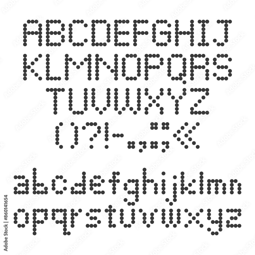 Pixel font set. Large and small letters in pixel art style for computer ...