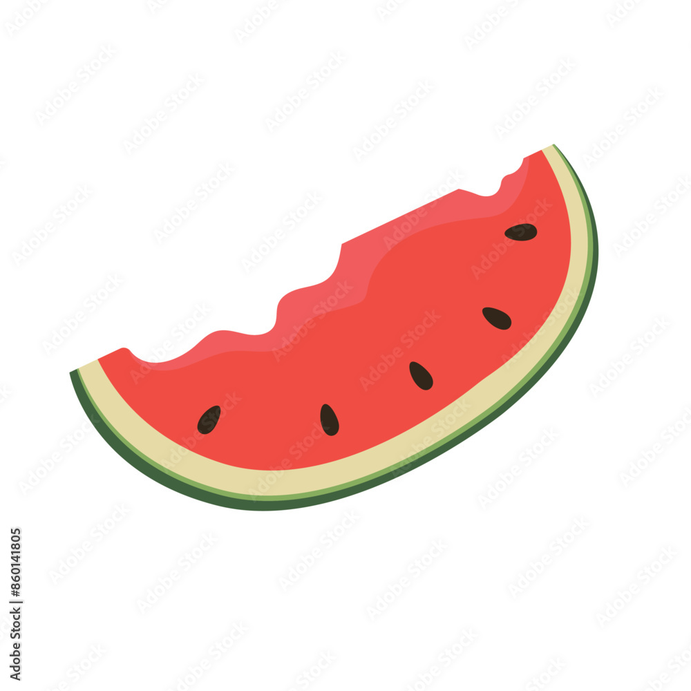 Bitten watermelon slice clip art image, flat cartoon water melon fruit ...