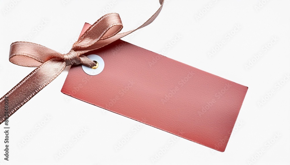 red gift tag with ribbon blank plain isolated transparent background ...