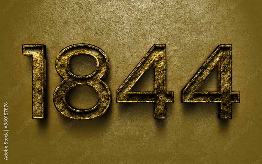 3D dark golden number design of 1844 on cracked golden background ...