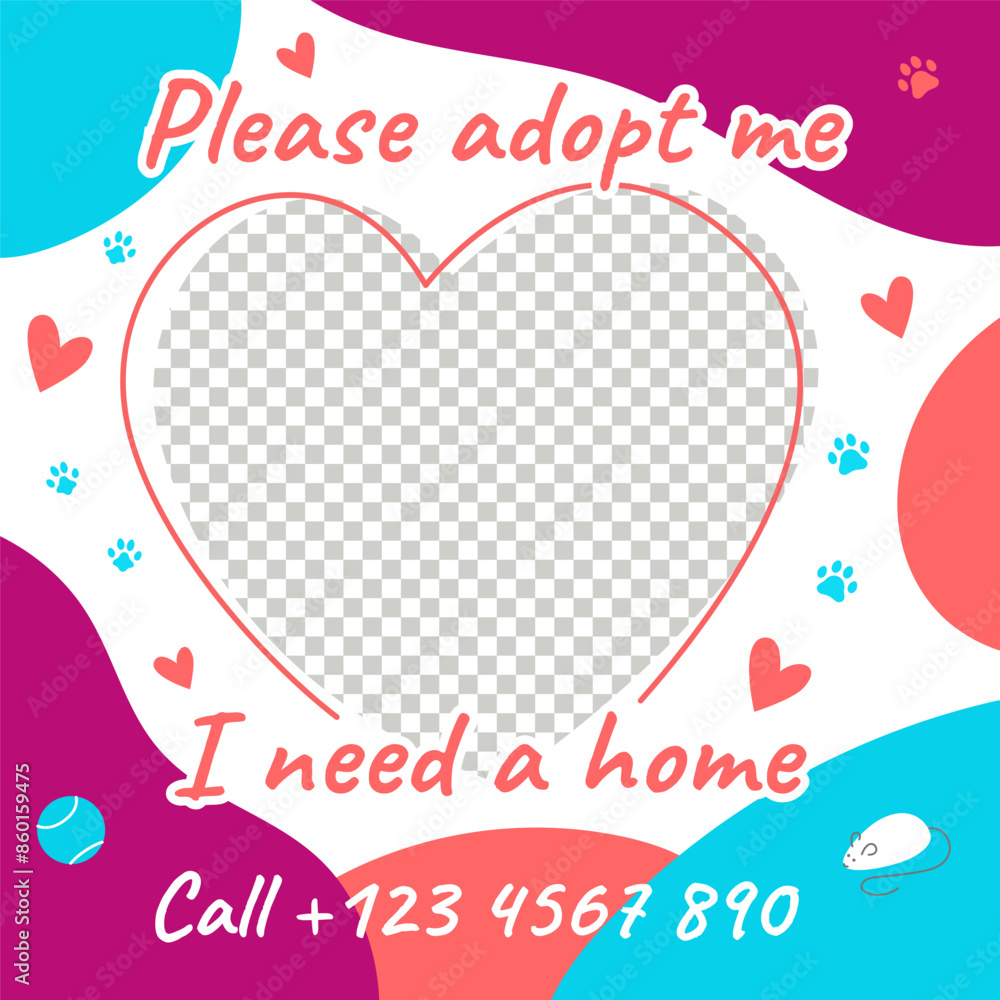 Adopt me square frame. Pet shelter, adoption center social media post ...
