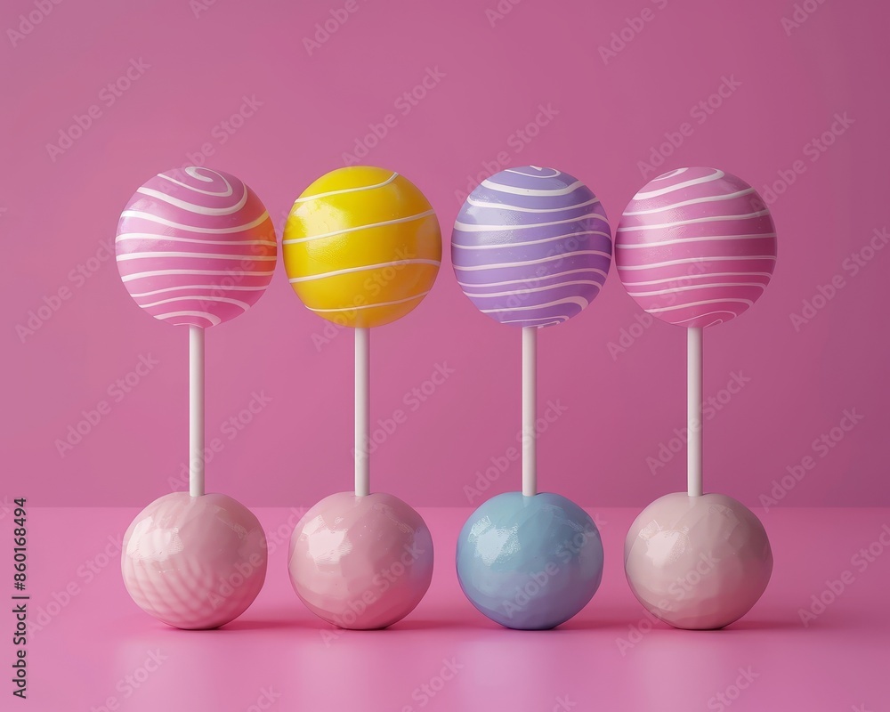 3D clay render of a lollipop chart for showing deviations, isolated on ...