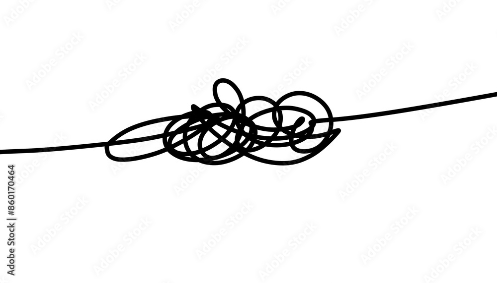 Doodle line art inspired by tangled and messy thread with black color ...