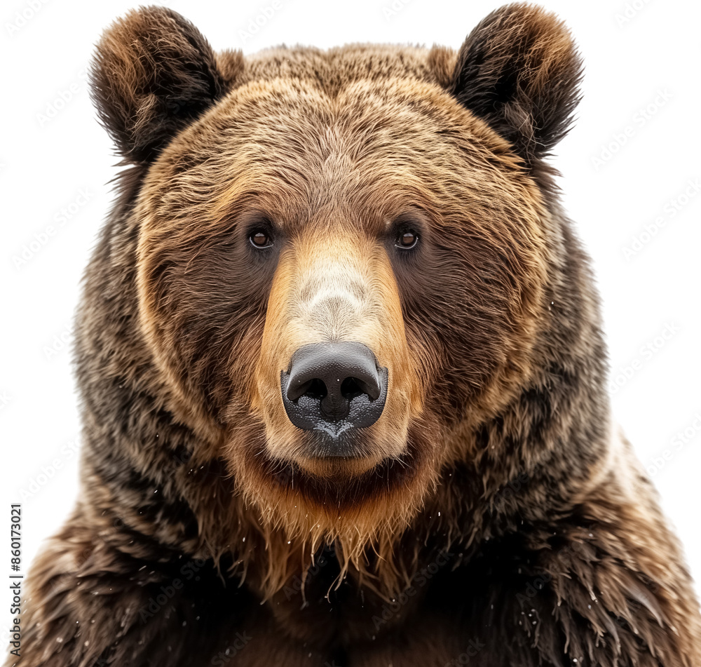 brown bear portrait isolated on white background, brown bear png no ...