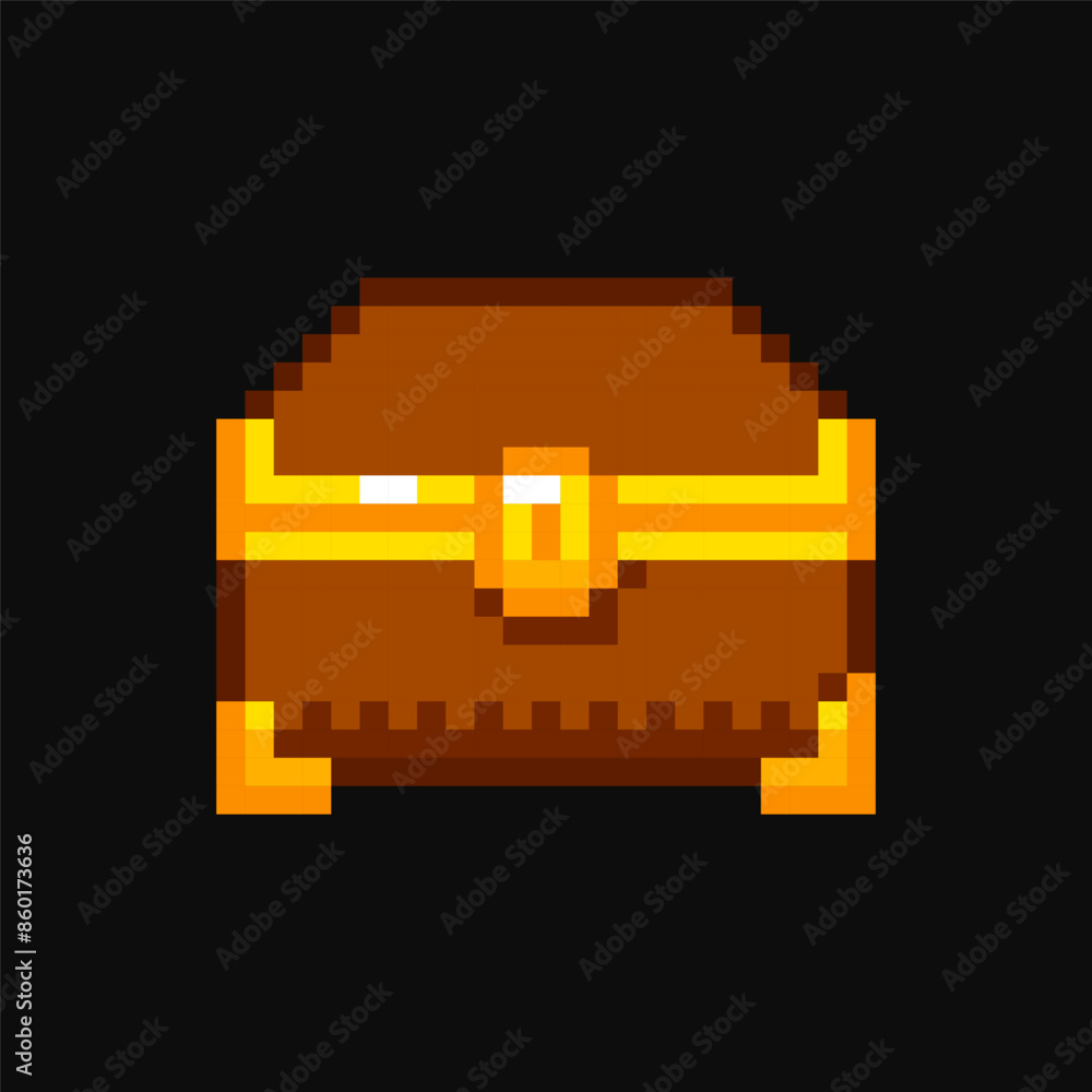 Antique chest 8 bit game resource, chest item, chest pixel art element ...