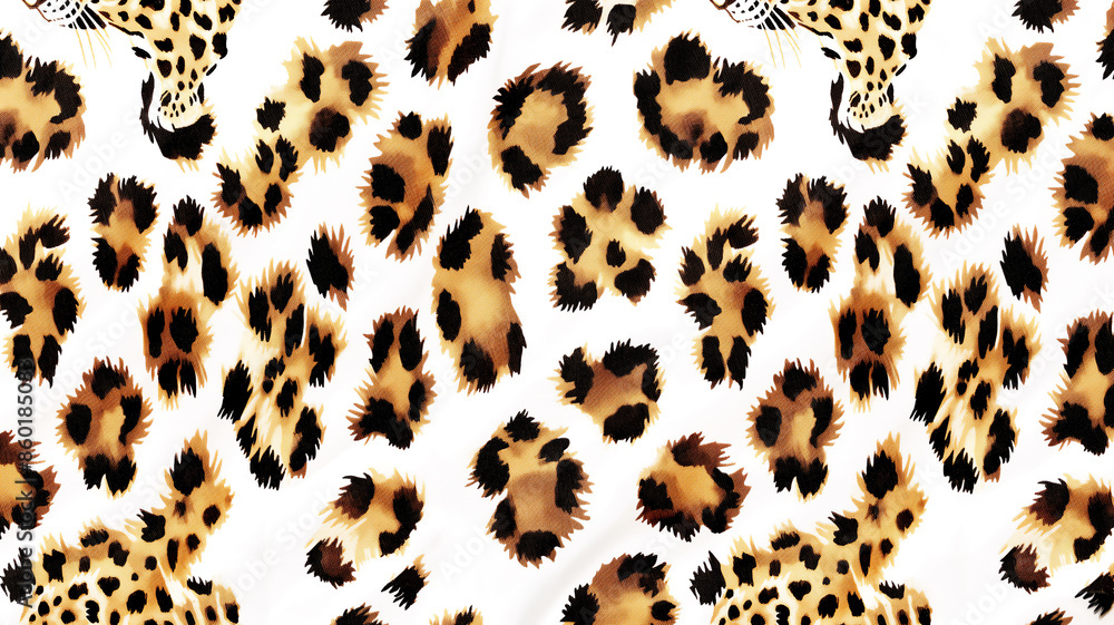 Leopard print pattern with bold, irregular black and brown spots on a ...