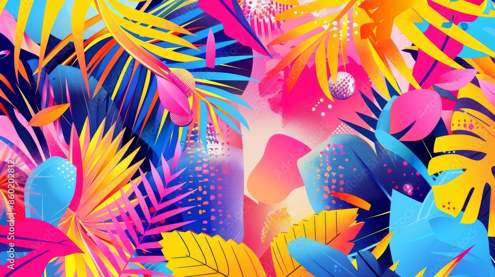 ภาพประกอบสต็อก Geometric abstract summer background, street wall art ...