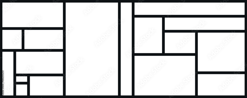 Design template for poster comic. Framed boxes, abstract illustration ...