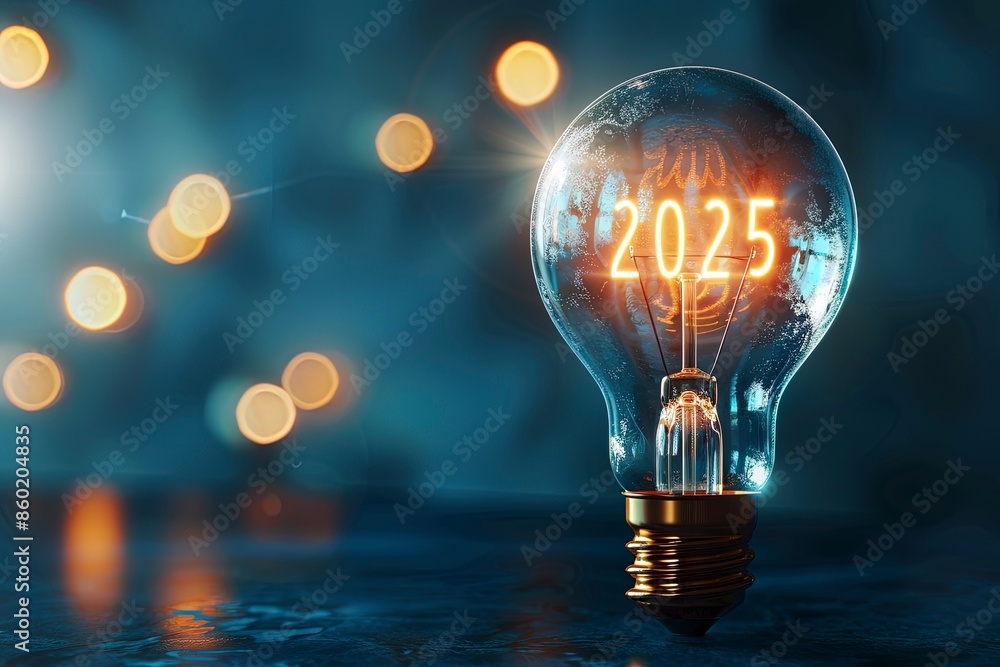 Bright 2025 celebration with vibrant colorful light, capturing the ...