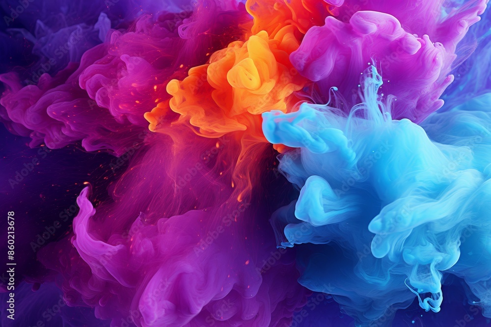 Vivid and bold paint splatter effect with striking contrast of colors ...