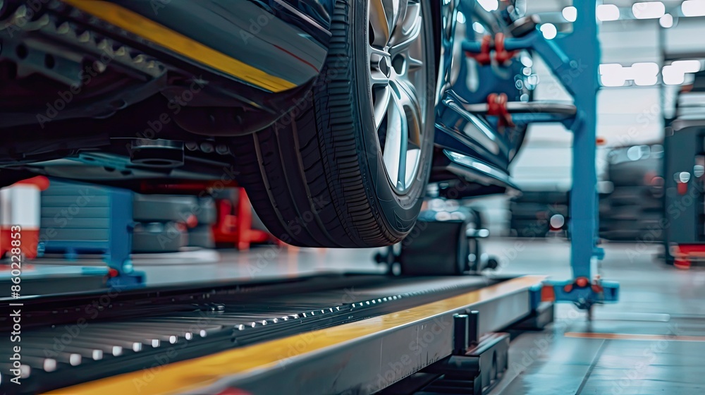 modern car wheels alignment testing system - generative ai Stock ...