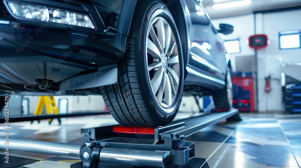 modern car wheels alignment testing system - generative ai Stock ...
