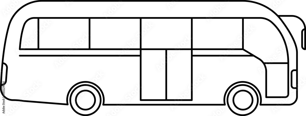 Bus Thin Line Outline Icon. Transportation symbol. Bus side view ...