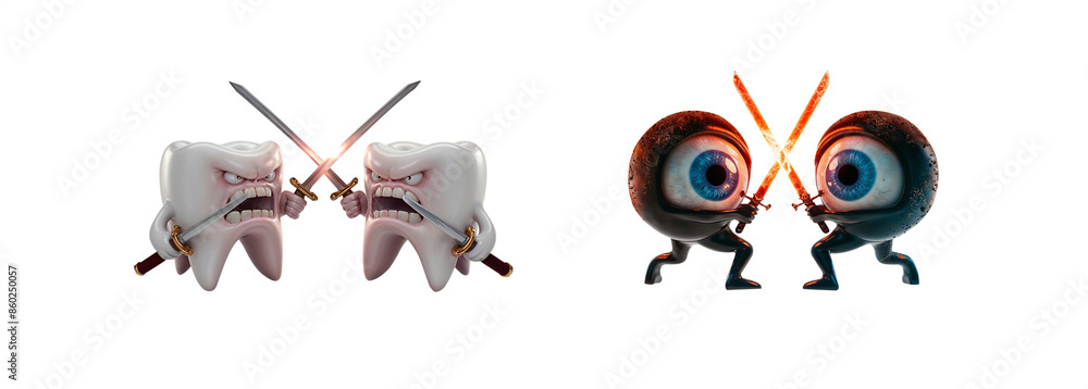 eye for an eye and tooth for a tooth concept. Isolated transparent ...