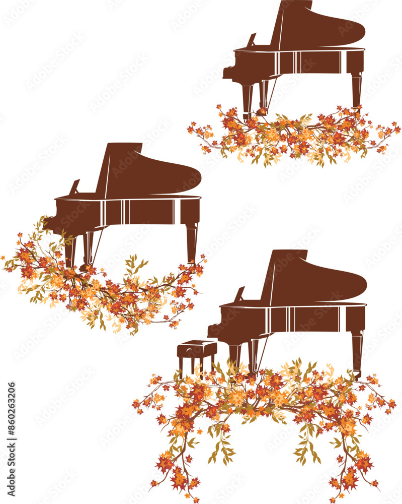 autumn season vector design set for outdoors music festival with grand ...