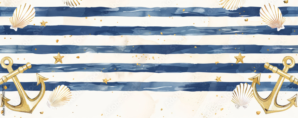 Nautical chic wedding mockup card background with navy blue and white ...