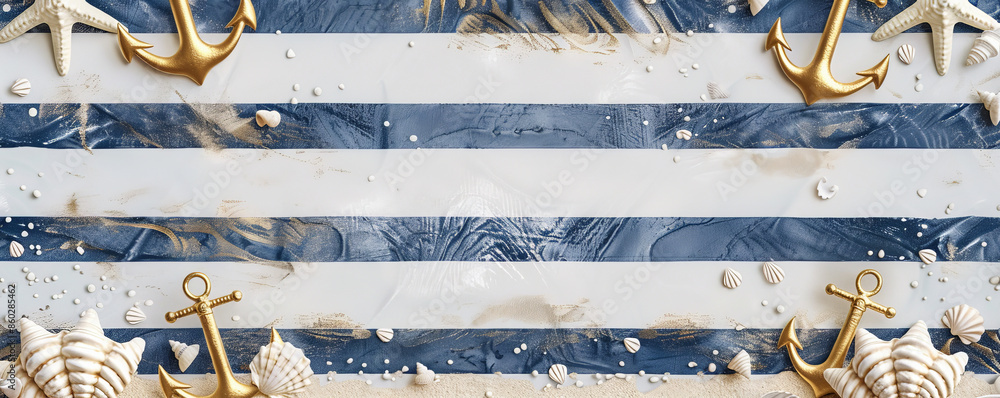 Nautical chic wedding mockup card background with navy blue and white ...