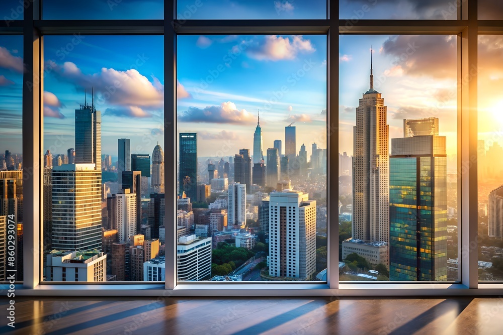 Blur background of architectural photography with a sky. Window view of ...