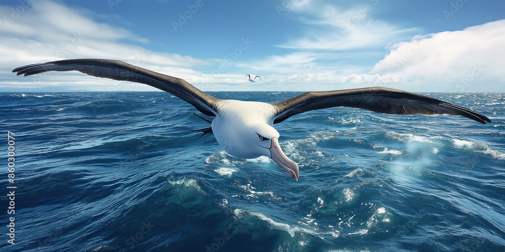 seagull in flight, Soaring Albatross over Ocean A majestic albatross ...