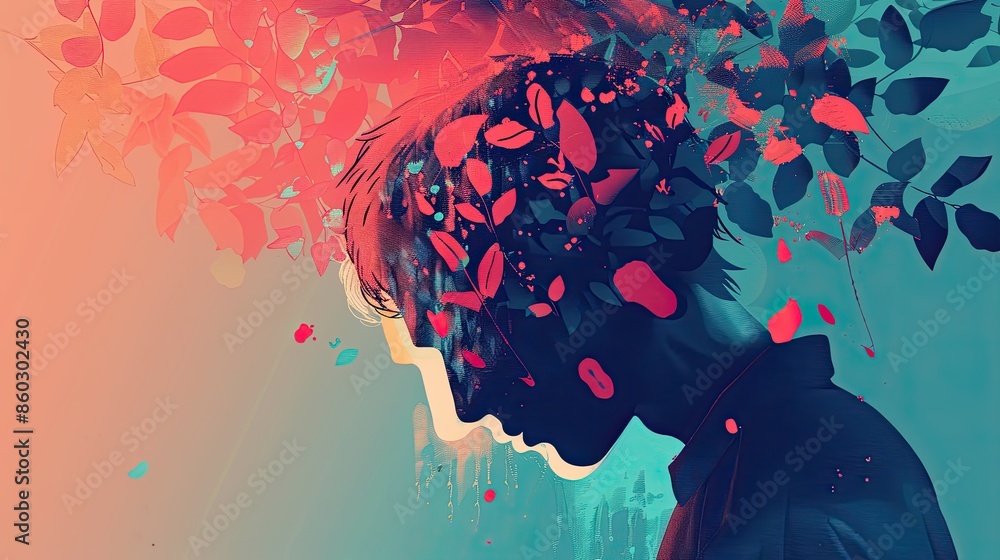 Illustrated infographic covering major depression symptoms with visuals ...