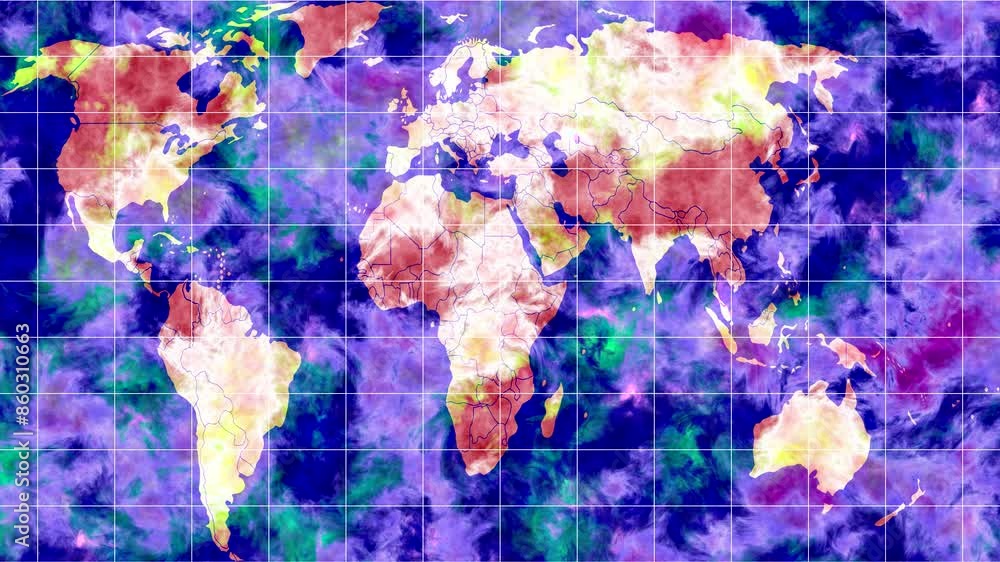 World map with global temperature changes. Global warming concept. Map ...