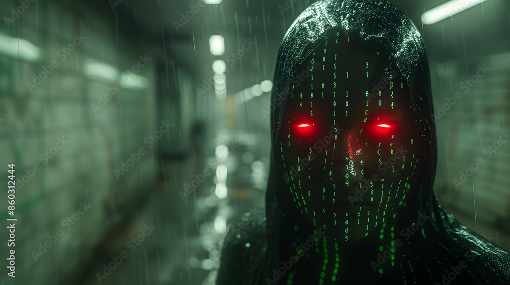 Humanoid Figure with Data Visuals in Underground Parking Lot Stock ...