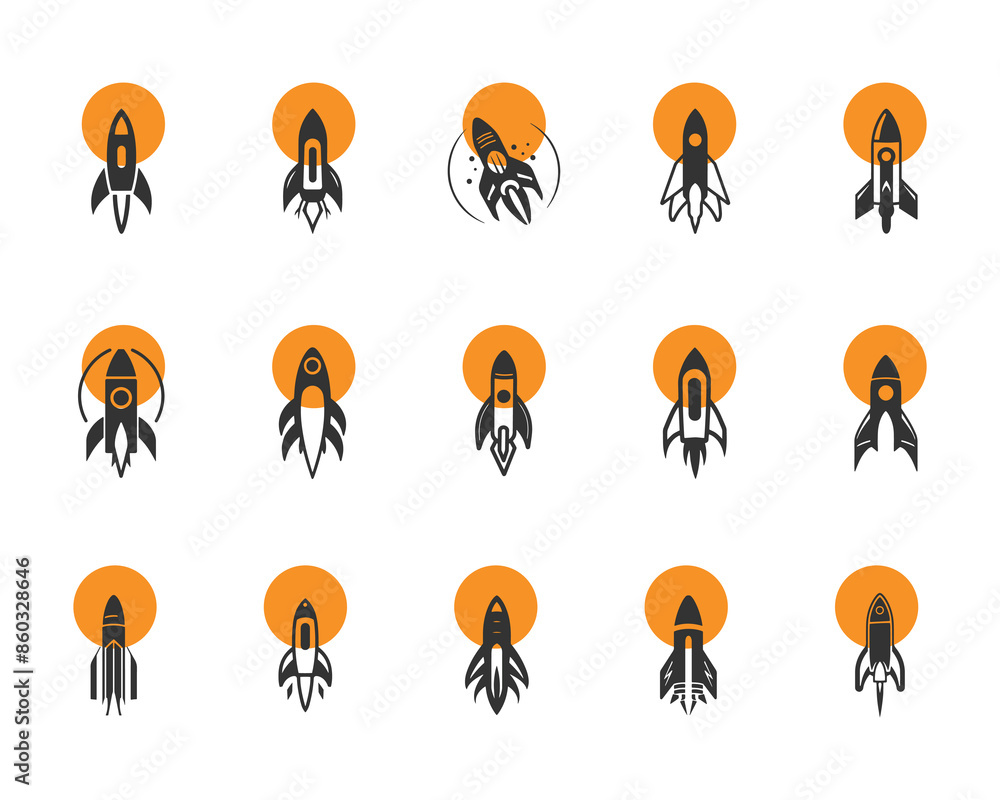 Set of Rocket missile or spaceship Logo, Rocket or Spaceship icon ...